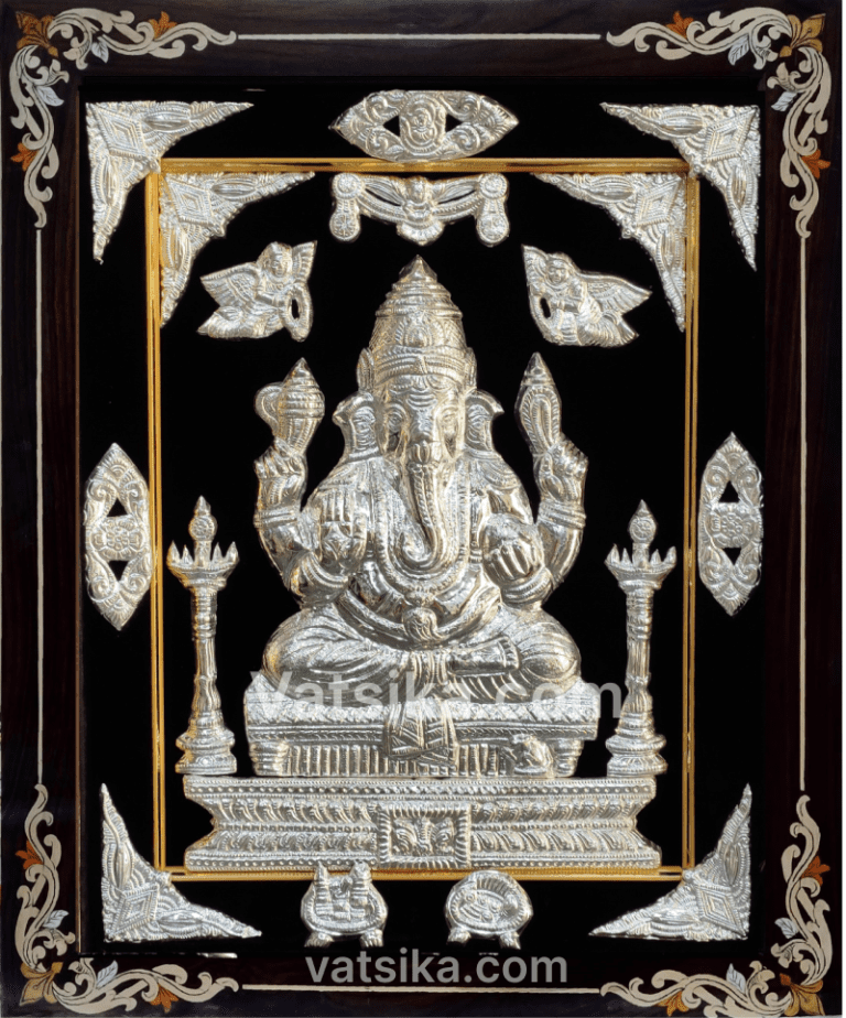 GANESHA SILVER - Handcrafted Pure Silver photo frames for Pooja room